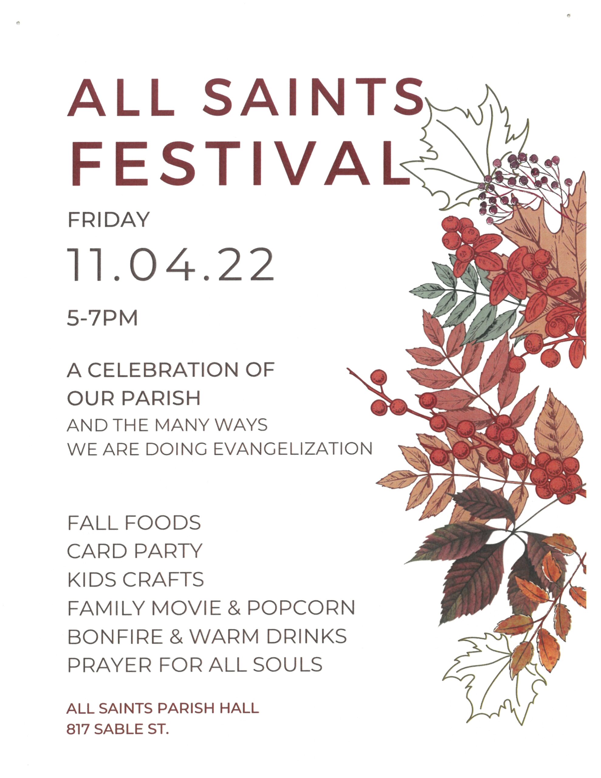 All Saints Fall Festival – All Saints Catholic Parish